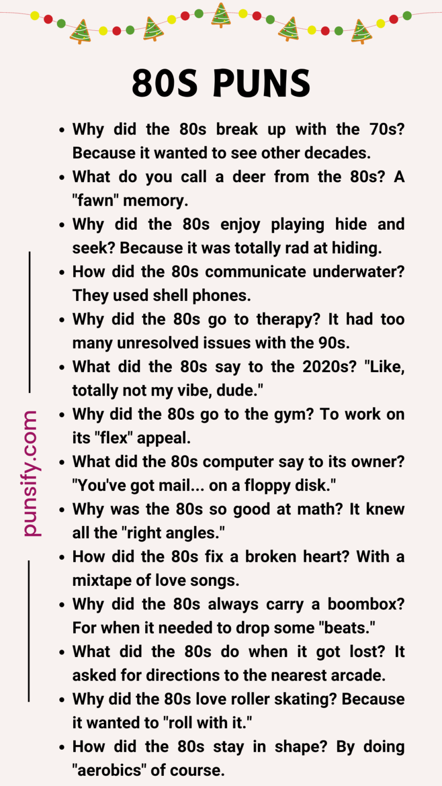 200+ 80s Puns That Bring Back Rad Laughs and Totally Tubular Fun | Punsify